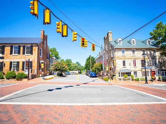 When brick crosswalks meet historic buildings, you know someone cares deeply about preserving small-town character.