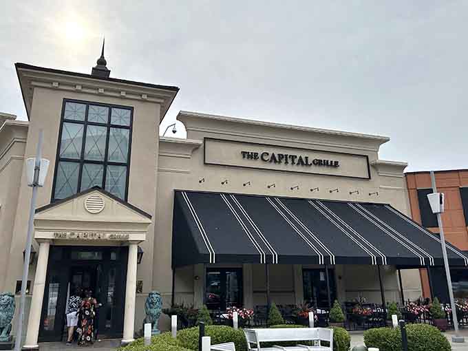 The architectural details and that distinctive tower make this spot look like where important decisions get made over ribeyes.