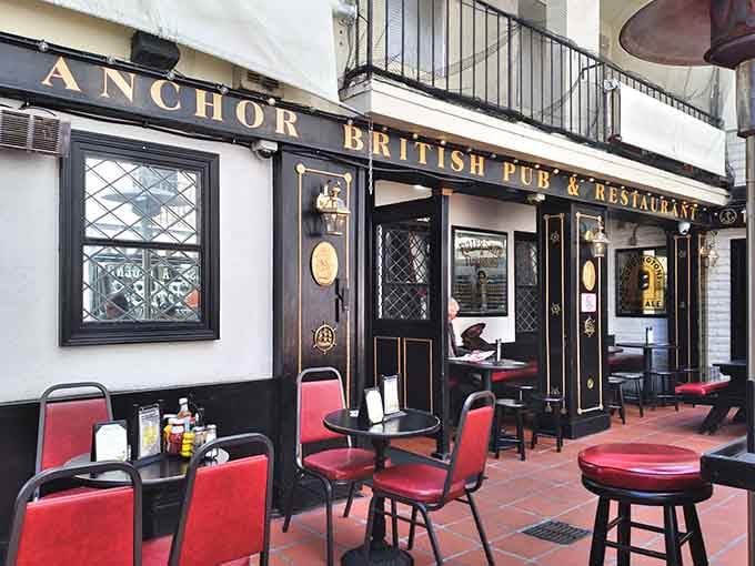 Red leather, dark wood, and Union Jack vibes—this Monterey pub could fool any homesick Londoner.
