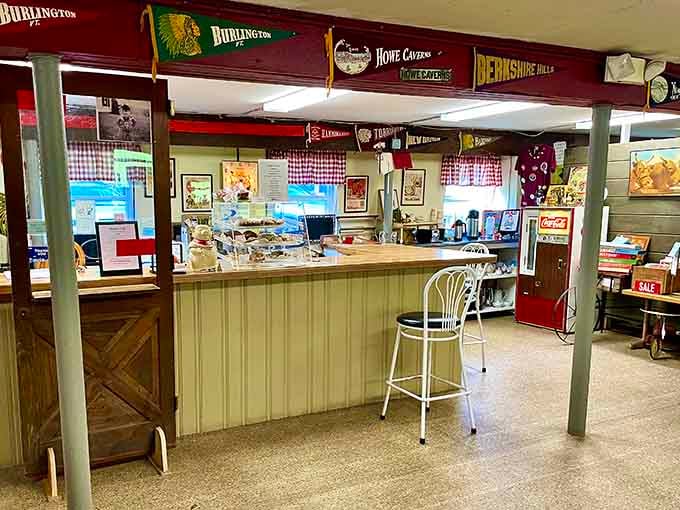 That vintage counter setup looks straight from a 1950s diner, complete with nostalgic signage and hometown pride.