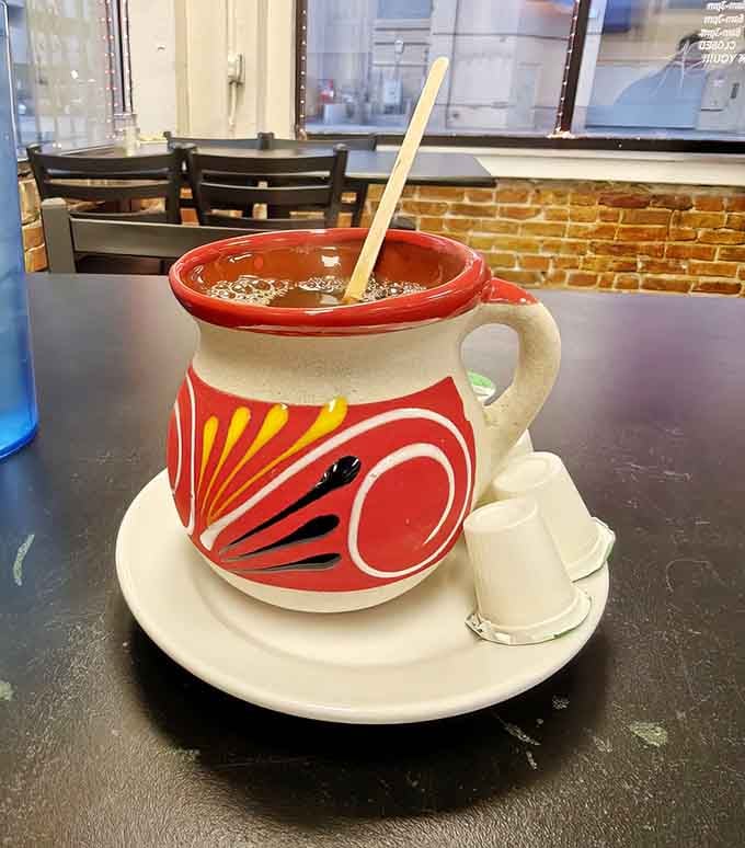 That traditional Mexican coffee mug holds liquid motivation, served hot and ready to jumpstart your morning.