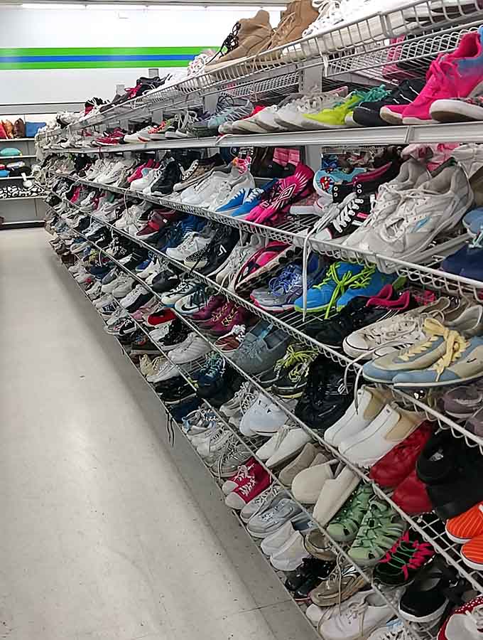 Shoes in every color and style, proving that Cinderella wasn't the only one who deserved multiple footwear options.