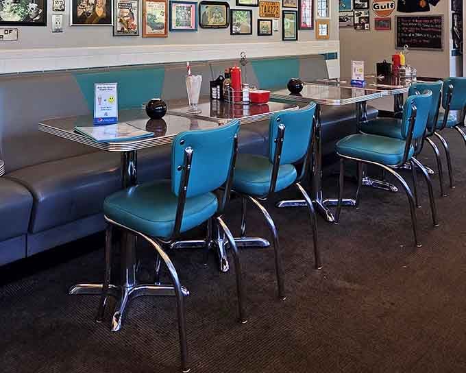 Counter seating offers front-row views to the kitchen action, where diner magic happens in real time.