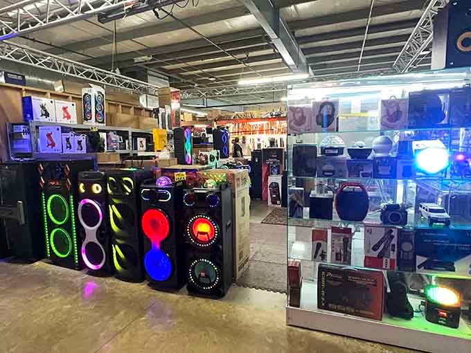 Gaming machines stand ready to entertain, because even serious shoppers need a break from bargain hunting sometimes.