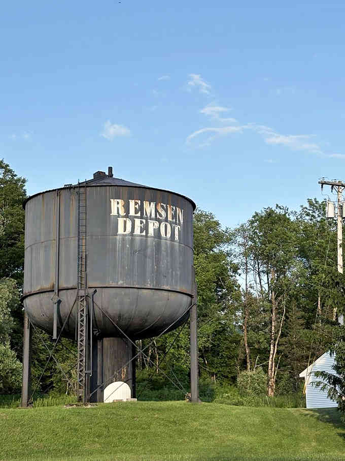 The Remsen water tower stands as a weathered sentinel to railroading's golden era in upstate New York.