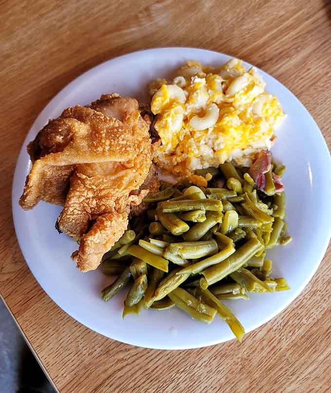 Crispy fried chicken, fluffy mac and cheese, and green beans remind us why Southern comfort food never goes out of style.