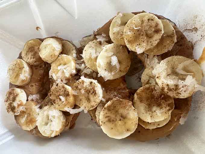 Peanut butter, banana, and coconut on a bagel sounds like Elvis had excellent breakfast ideas all along.