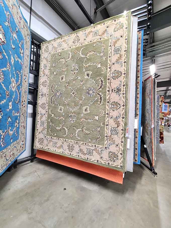 Beautiful area rugs displayed like fine art, except these masterpieces won't require a second mortgage to own.