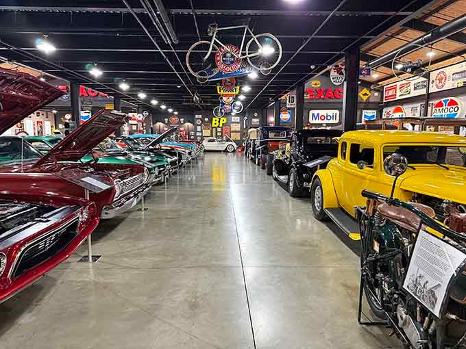 Walking down this aisle feels like flipping through your favorite car magazine, except everything's real and three-dimensional.