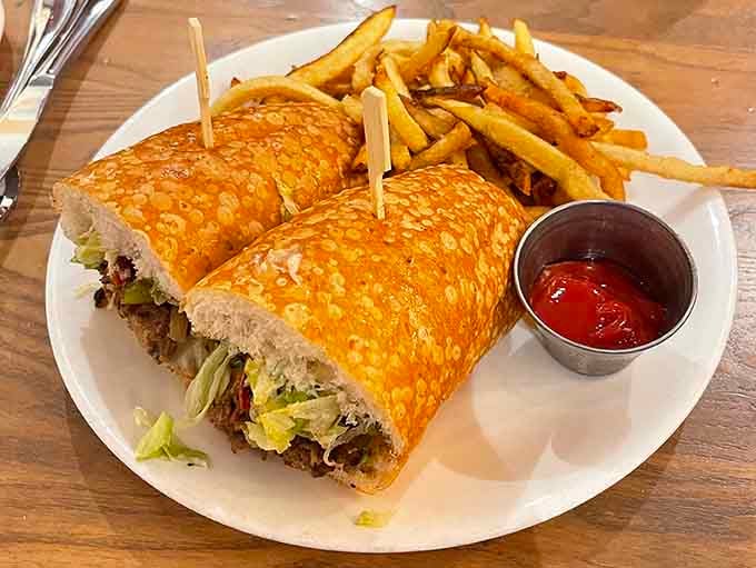 The Philly cheesesteak with fries, because sometimes you need comfort food that doesn't apologize for anything.