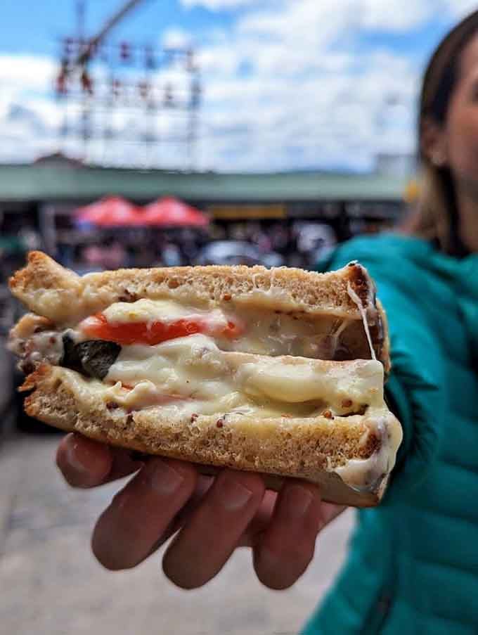 Look at that cheese pull on the Flagship Sandwich, it's like edible art between two slices of bread.