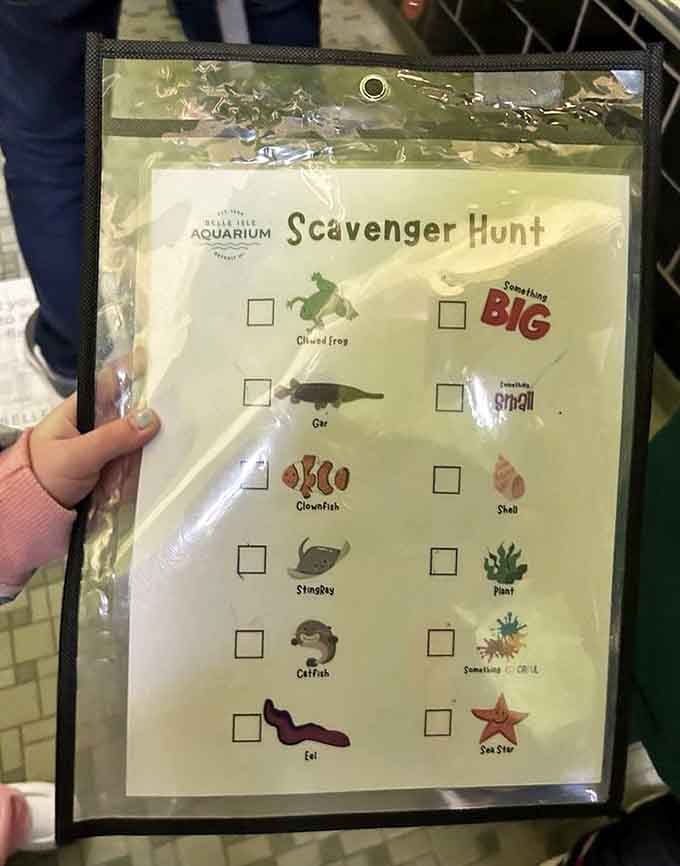 That scavenger hunt keeps kids engaged while parents enjoy a moment of peace watching the underwater residents do their thing.