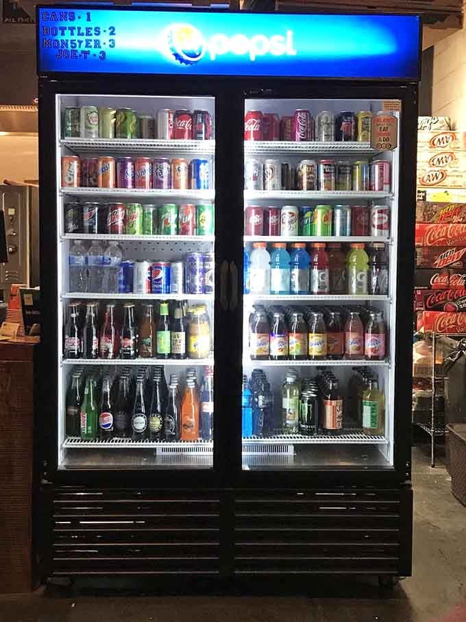 The beverage cooler stands ready to hydrate you through your epic pizza journey &ndash; you'll need reinforcements.