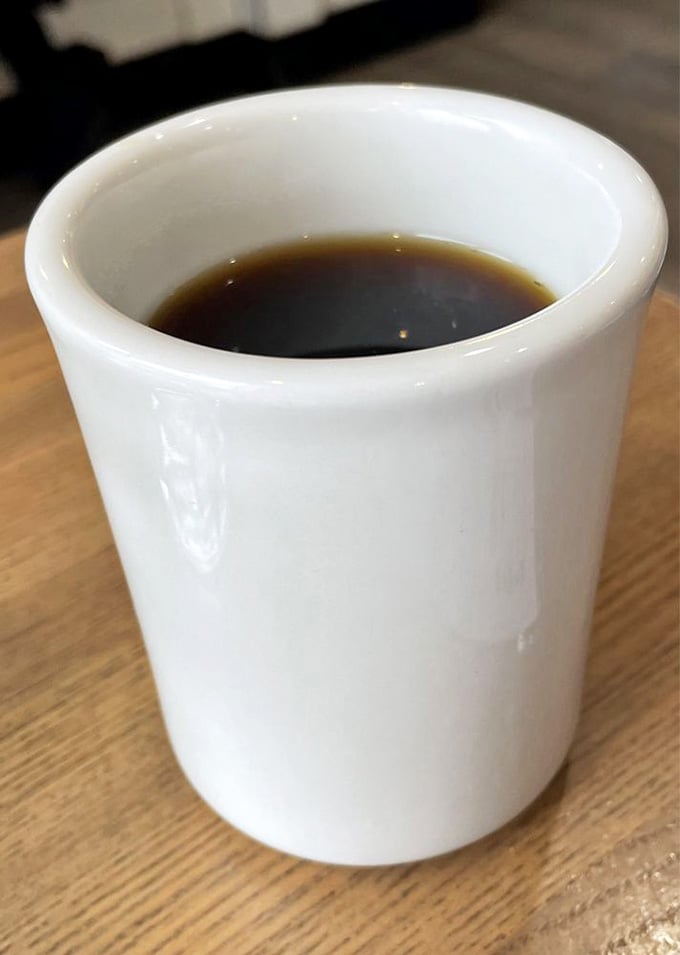 Simple, hot, and endlessly refillable, this coffee keeps the conversation flowing and the morning moving forward.