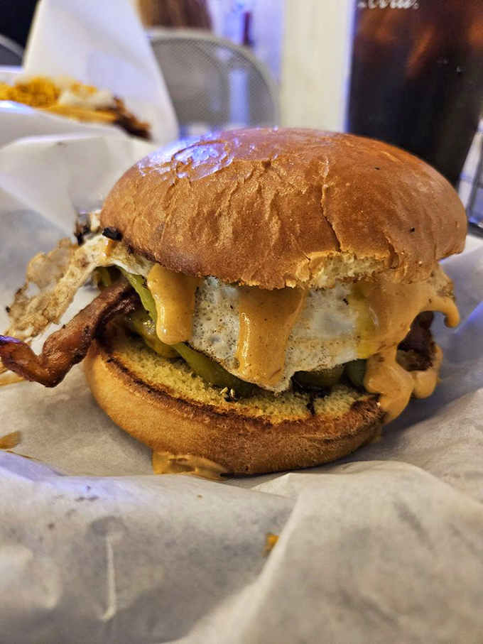 The Green Chili Burger brings the heat with jalape&ntilde;os and a fried egg, because sometimes breakfast belongs on lunch.
