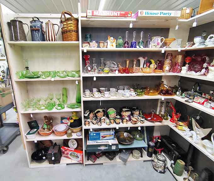 Shelves overflow with colorful glassware that would make your grandmother smile and your Instagram followers jealous.
