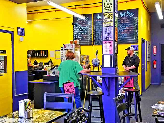 The bright blue counter and cheerful service make ordering feel less like a transaction, more like visiting friends.