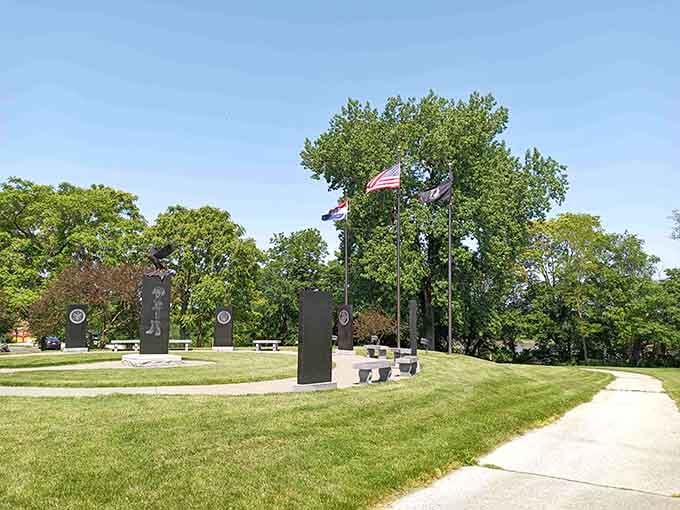 CobbleStone Street Park honors the veterans who've kept this town and country safe through generations of American history.