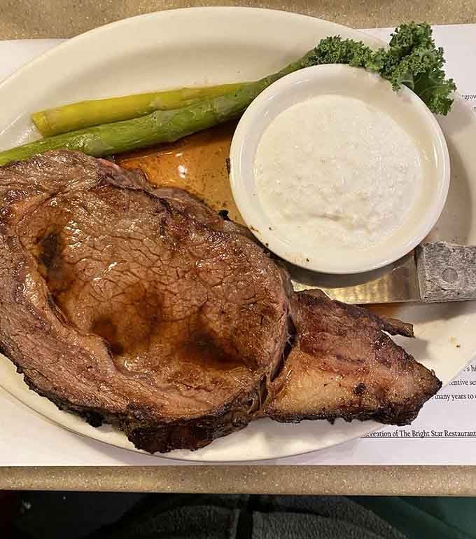 Prime rib so perfectly cooked it makes you wonder why anyone bothers ordering anything else on Friday nights.