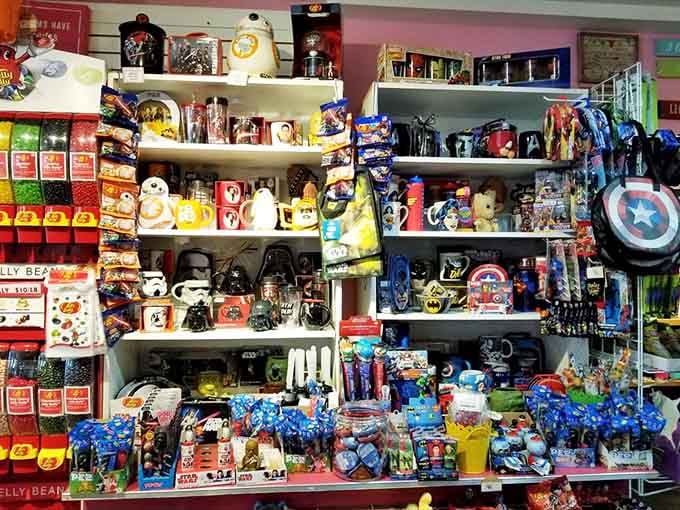 Collectibles and character merchandise prove this shop knows candy isn't the only thing worth collecting.