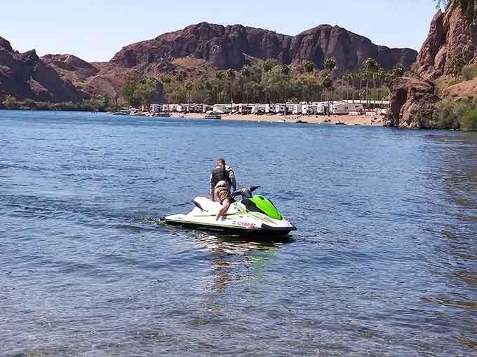 Jet skiing past those dramatic cliffs combines the thrill of speed with scenery that belongs on a postcard, talk about multitasking.
