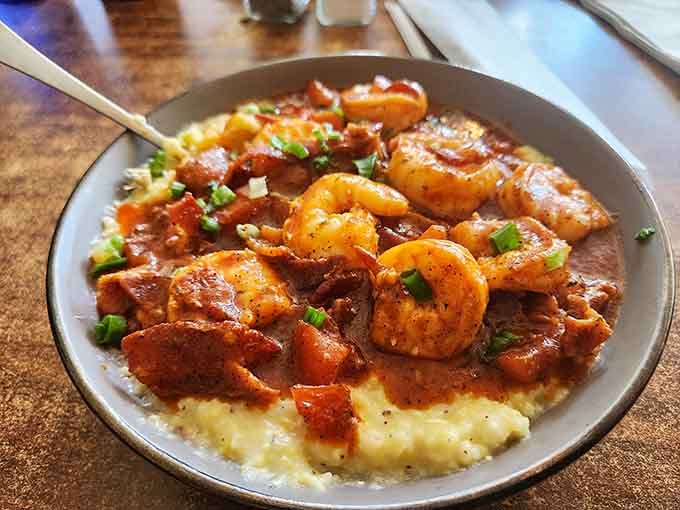 Shrimp and grits for breakfast? Absolutely, and that generous portion will make your morning absolutely legendary.