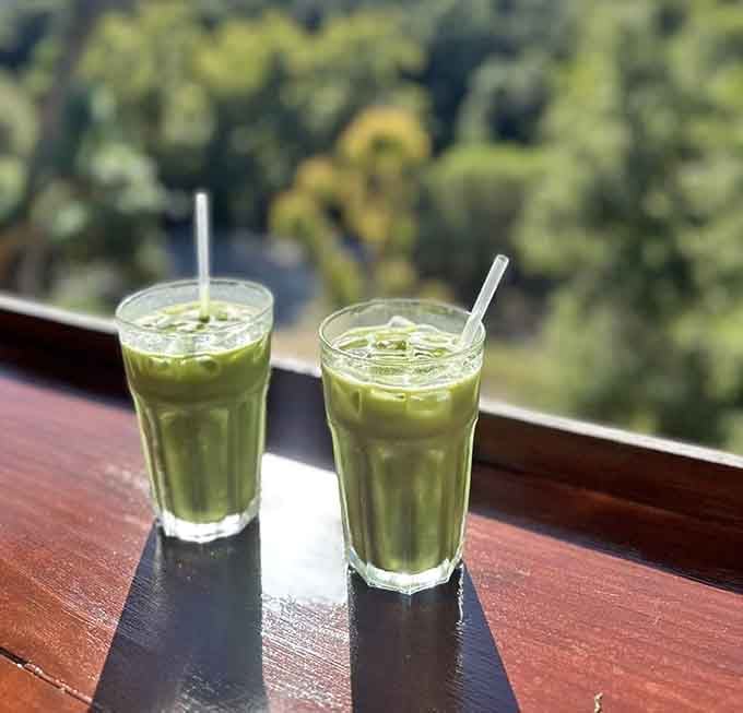 Two matcha lattes contemplating the canyon together, living that zen life we all pretend we have on Instagram.