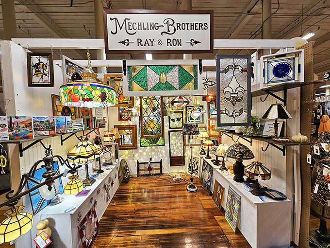 Stained glass lamps and decorative pieces glow with timeless beauty, transforming any room into something truly special instantly.