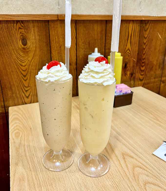 These towering malts topped with whipped cream and cherries transport you straight back to simpler times when calories didn't count at all.