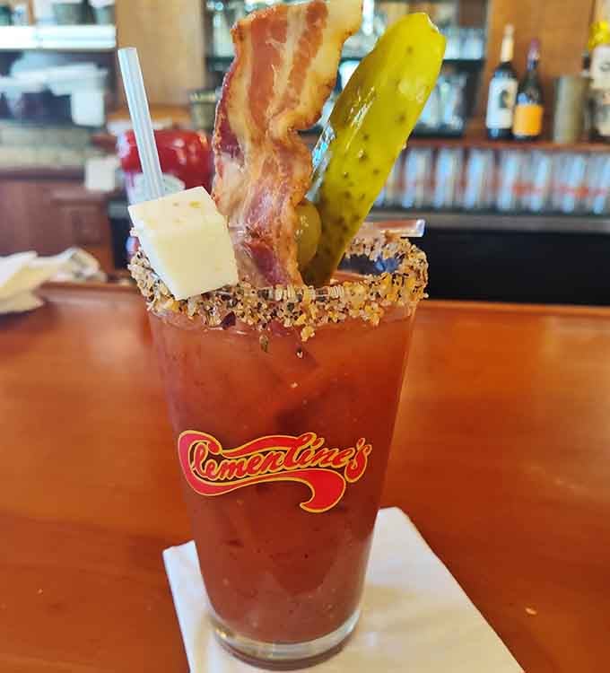 A Bloody Mary garnished with bacon and a pickle spear &ndash; because sometimes breakfast needs to be an event.