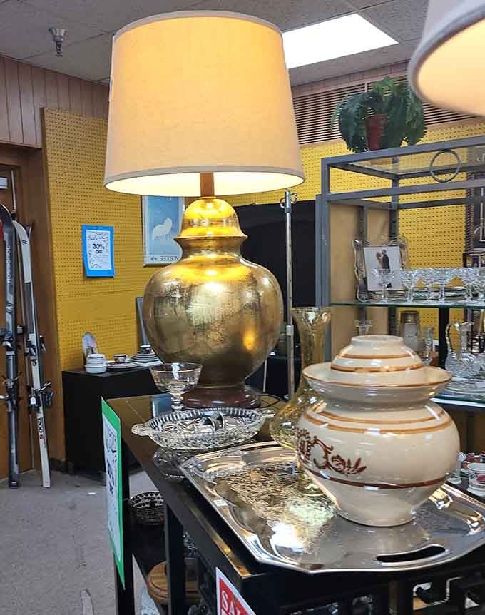 That golden lamp has seen more dinner parties than you've had hot meals, and it's still glowing.