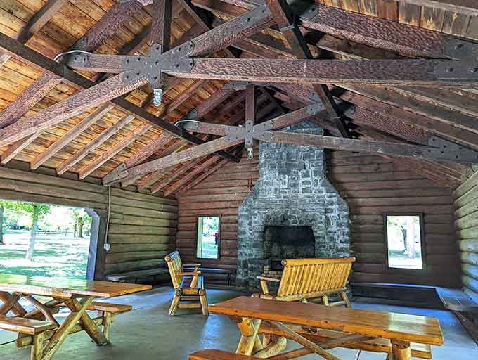 This picnic shelter has hosted more family memories than your phone's camera roll, and better weather protection too.