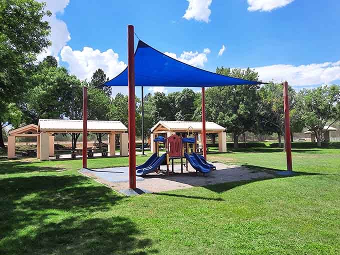 Shaded playgrounds and green spaces prove Cottonwood knows how to balance shopping sprees with family-friendly outdoor fun.