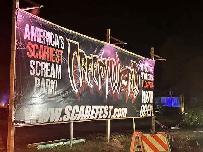 That "America's Scariest Scream Park" banner isn't bragging, it's actually a helpful warning you probably should have read earlier.