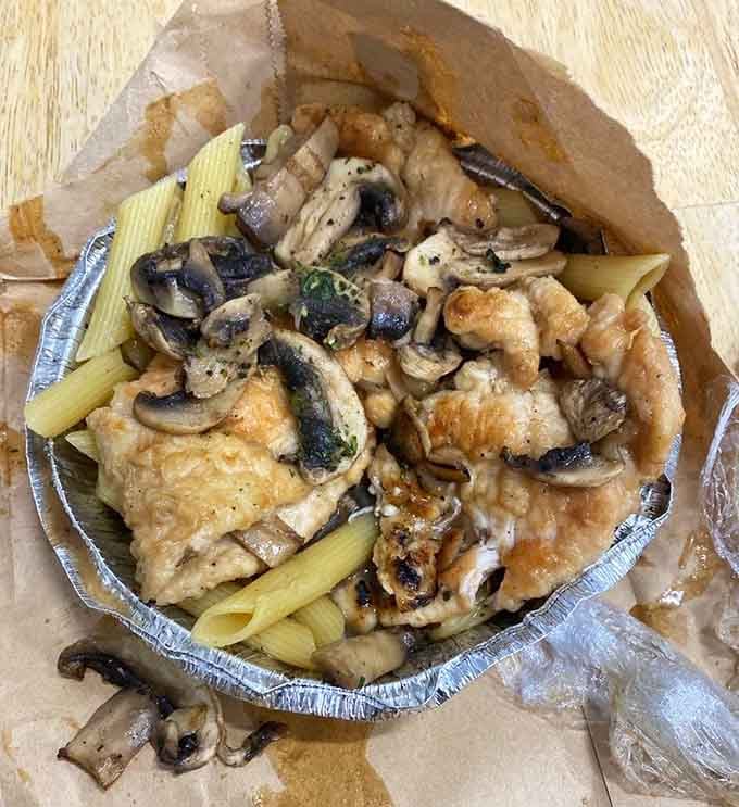Chicken and mushrooms in a sauce so good you'll consider drinking it straight from the bowl.