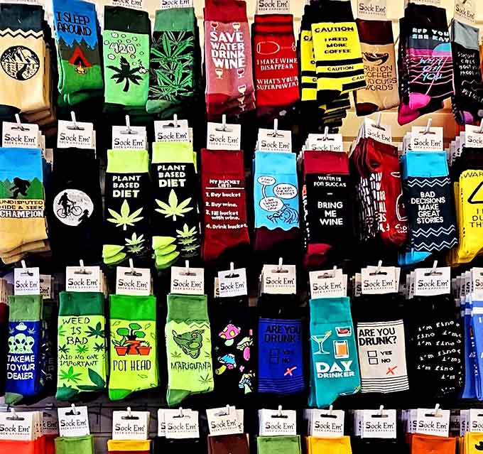 Novelty socks declaring your personality louder than words, from wine enthusiast to plant-based diet advocate.