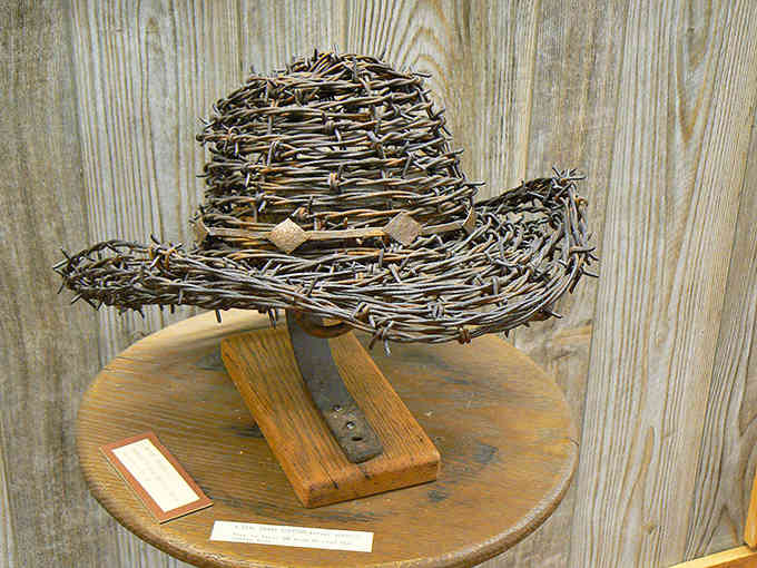 Someone actually wove an entire cowboy hat from barbed wire, which seems uncomfortable but undeniably impressive as all get-out.