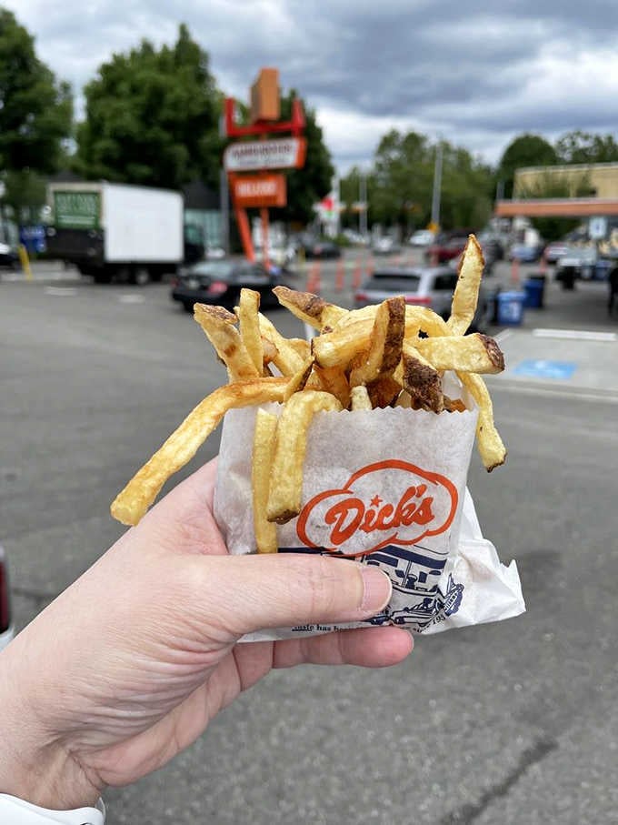 Hand-cut fries standing at attention, ready to disappear faster than your willpower can say "just one more."