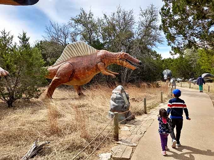 Kids approaching these giants with zero fear proves that childhood wonder beats common sense every single time, thankfully.