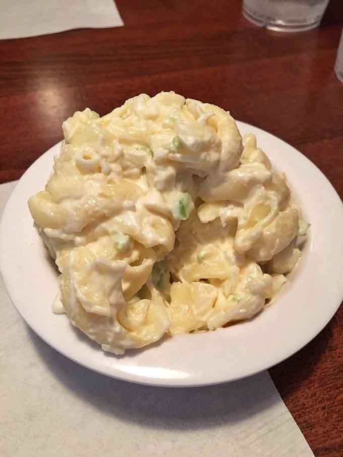 Creamy, tangy macaroni salad provides the perfect cool counterpoint to all that gloriously hot smoked meat.