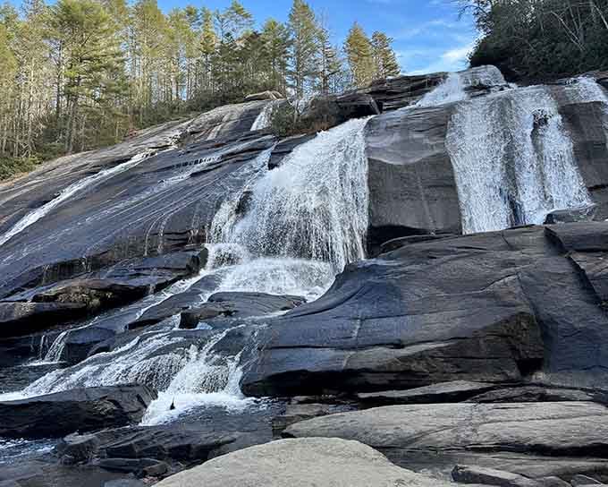 Ancient rock formations channel water into ribbons of white, creating drama that Hollywood couldn't resist filming right here.