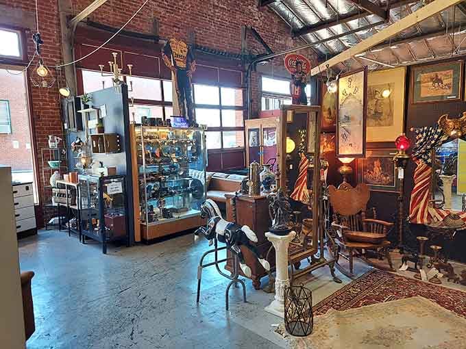 That tufted leather chair commands attention like Archie Bunker's throne, minus the controversial opinions thankfully.