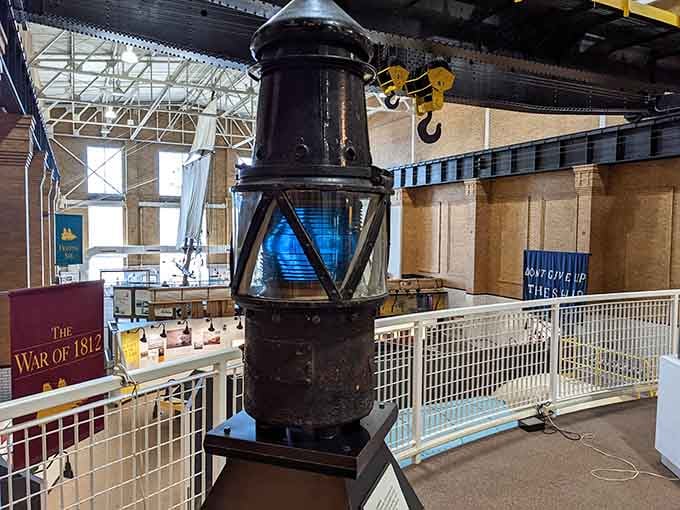This authentic buoy lantern once guided ships safely through dark waters, the original GPS of its time.
