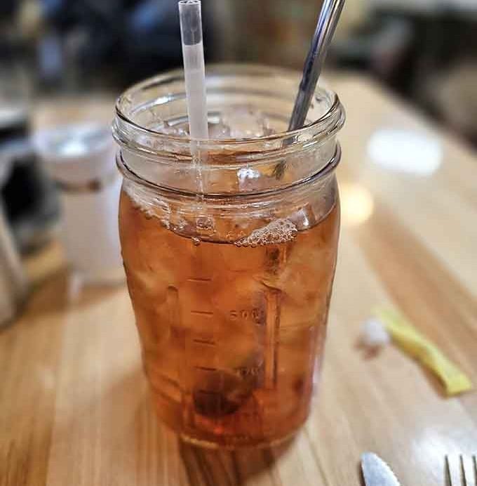 Sweet tea in a mason jar, because some Southern traditions just make everything taste better.