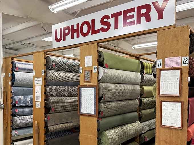 The upholstery section alone could keep a professional decorator busy for weeks, or an ambitious DIYer occupied until next year.