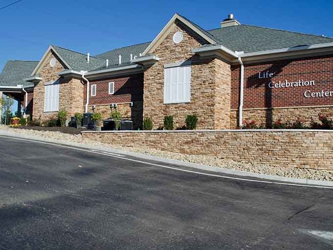 The Life Celebration Center's stonework and landscaping show that important moments deserve beautiful settings to remember them by.
