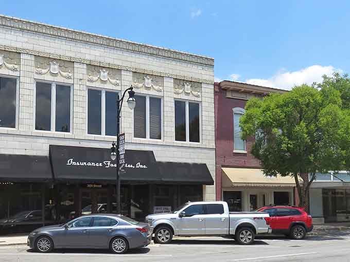 Historic downtown buildings wear their age like badges of honor, complete with architectural details that actually mean something.