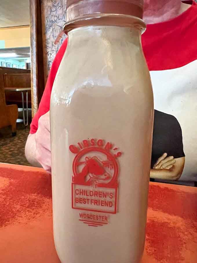 Gibson's chocolate milk in the classic glass bottle, because some things were perfect the first time and never needed improving.
