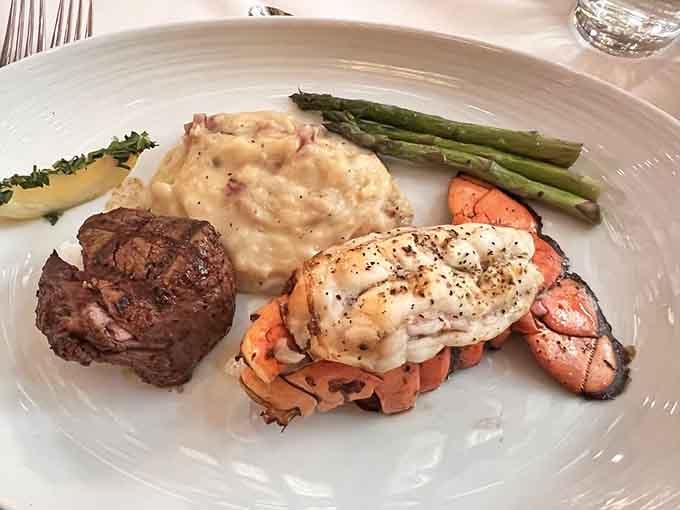 Surf and turf done right: lobster tail meets filet mignon in a marriage made in heaven.