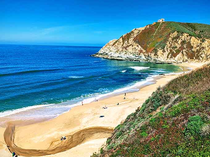 That crescent of beach cradled by towering bluffs creates nature's own amphitheater for ocean watching.